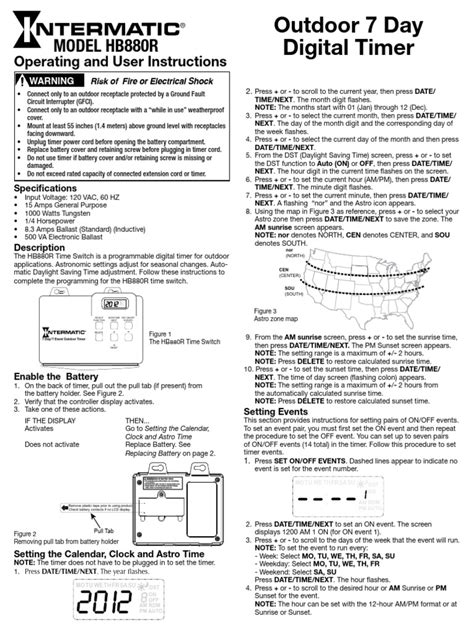 Intermatic Timer Hb880r Instructions Pdf Electrical Engineering