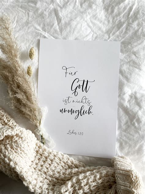 Christliches Poster Für Gott ist nichts unmöglich Lukas 137 Etsy