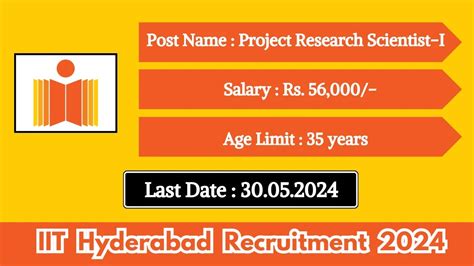 Iit Hyderabad Recruitment 2024 Check Post Age Limit Qualification