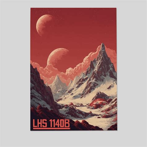 Futuristic Lhs 1140b Travel Poster Retro Futurism Sci Fi Super Earth