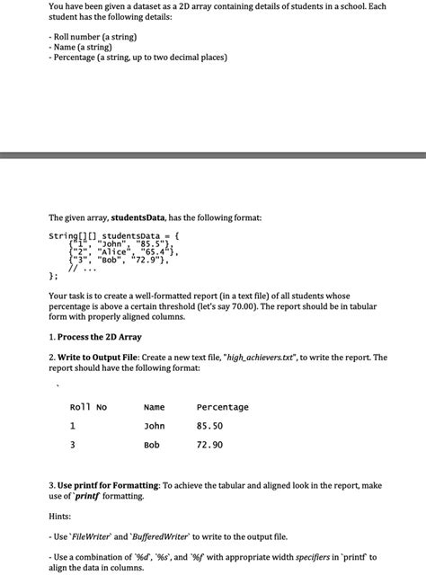 Solved In Java Please You Have Been Given A Dataset As A 2d Array