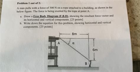 Solved Problem 1 Out Of 2 A Man Pulls With A Force Of 300 N