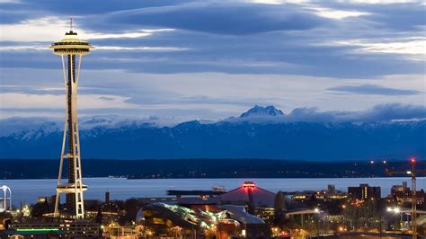Nightscape Tower Seattle Space Needle Washington Hd Wallpaper