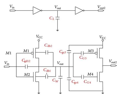 Two Cascaded Inverter Gate With Parasitic Capacitance Download