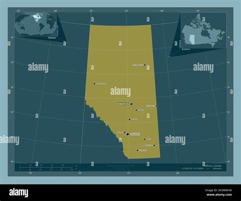 Alberta Province Of Canada Solid Color Shape Locations And Names Of