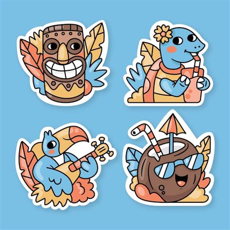 Premium Vector Hawaii Sticker Set Design