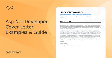 Professional Aspnet Developer Cover Letter Examples And Template For