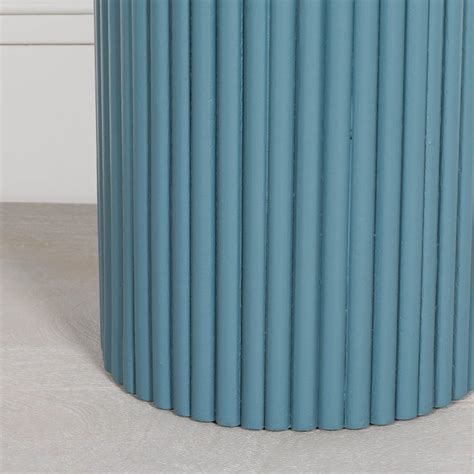 Colette Ribbed Ocean Blue Reeded Side Table