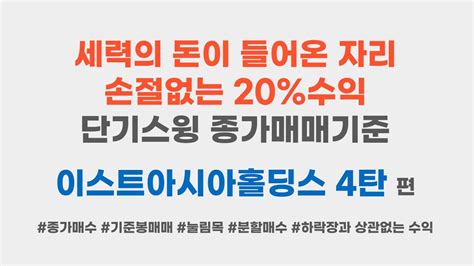 20수익내는 단기스윙 종가매매방법 예 이스트아시아홀딩스 4탄 Youtube