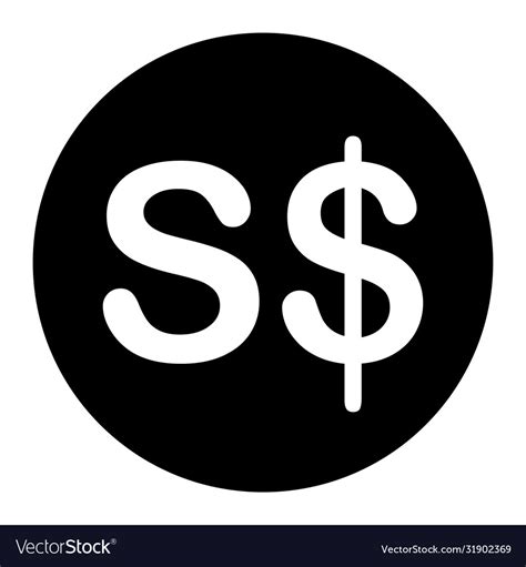 Sgd Singapore Dollar Currency Symbol Black Vector Image