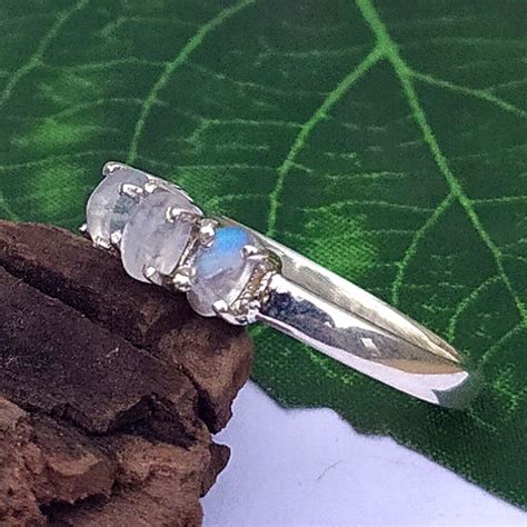 Natural Rainbow Moonstone Ring Gemstone Ring 925 Sterling Etsy