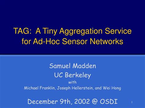 PPT TAG A Tiny Aggregation Service For Ad Hoc Sensor Networks