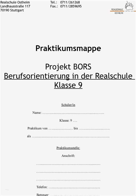 Praktikumsmappe Vorlage 9 Klasse Gut Praktikumsmappe Projekt Bors