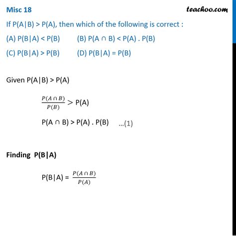 Misc 18 If Pab Pa Which Is Correct Ncert Conditional Pro