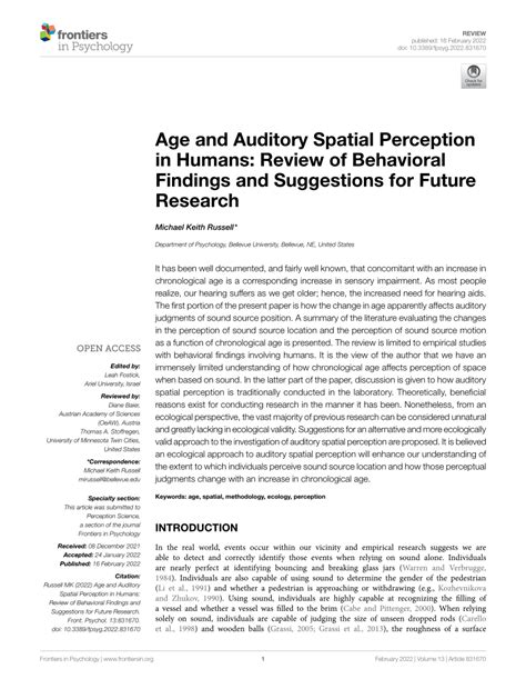 Pdf Age And Auditory Spatial Perception In Humans Review Of