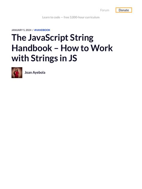 The Javascript String Handbook How To Work With Strings In Js Pdf