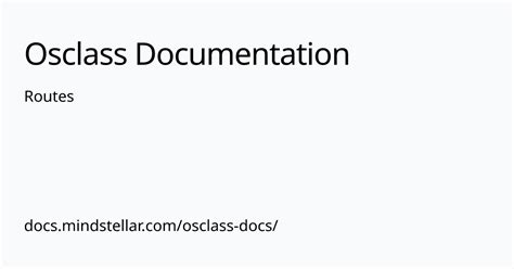 Routes Osclass Documentation