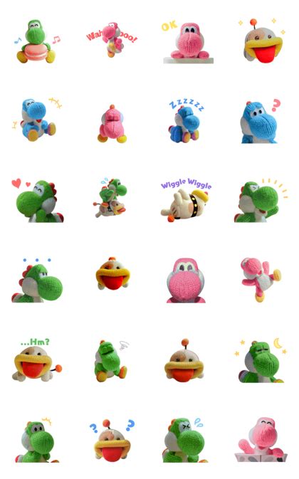 Yarn Yoshi And Poochy Stickers Line Whatsapp Sticker  Png
