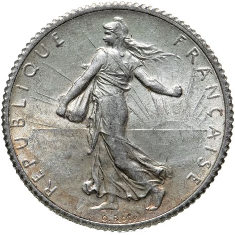 Монета Франция 1 франк Franc 1917 стоимостью 2000 руб