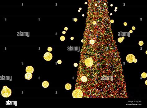Beautiful Christmas Tree And New Years Tree Decorated Multi Colored