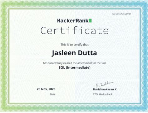Finished Intermediate Sql On Hackerrank Jasleen Dutta Posted On The Topic Linkedin