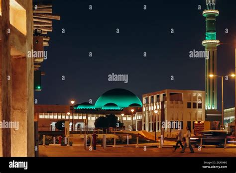 Doha Qatar 1 May 2024 Night View Of The Al Shouyoukh Mosque In Doha