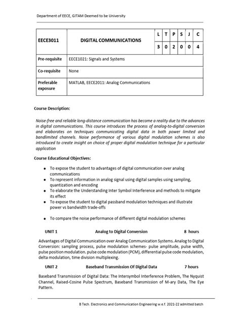 5 Syllabus Copy Eece3011p Pdf Modulation Orthogonal Frequency
