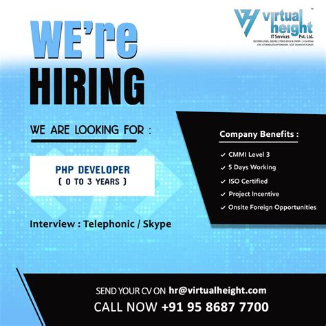 PHP Developer Jobs At Ahmedabad Location Virtual Height Hiring Post