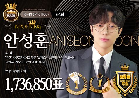 가수 안성훈 트로트 가왕전 Kpop King 부문 슈퍼스타 브랜드 파워 투표 1위 슈퍼스타 투표 결과