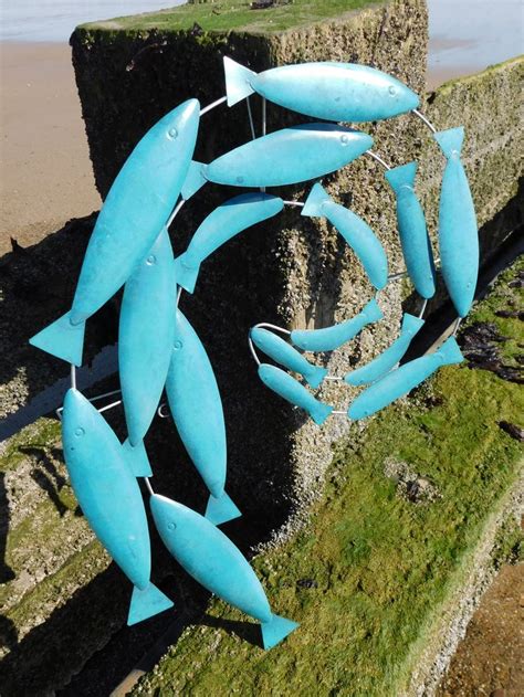 Mackerel Fish Swirl Turquoise Metal Wall Art By Shoeless Joe Metal Fish Wall Art Whale Wall
