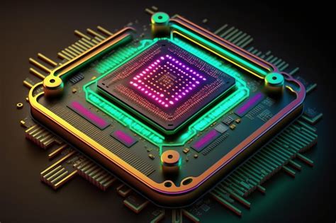 Premium AI Image A Computer Chip With Neon Lights On The Bottom
