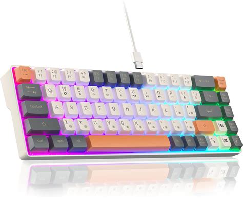 60 Percent Keyboard Rgb Backlit Gaming Keyboard Usb C Wired Portable 68 Keys Compact Mini