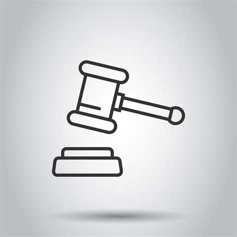 Ícone de martelo de leilão em estilo plano tribunal sinal vetor