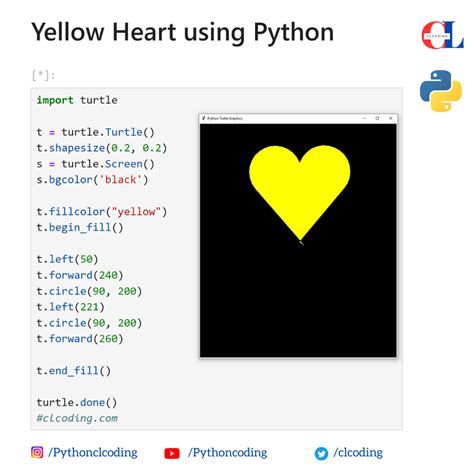 Yellow Heart Using Python ♥ ~ Computer Languages Clcoding