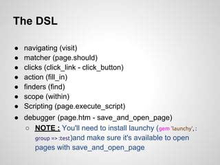 Capybara With Rspec Ppt