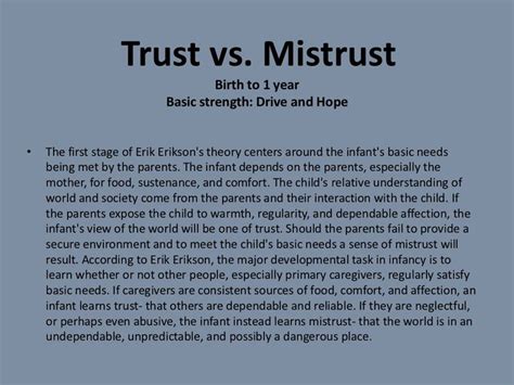 Trust Vs Mistrust Examples