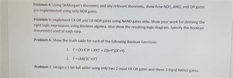 solved problem 4 using demorgan s theorems and any relevant