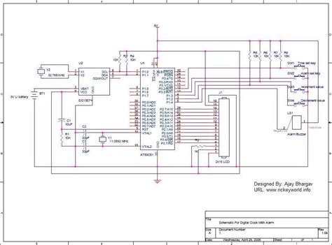 Ds1307 Alarm Digital Clock Circuit Electronic Circuit Schematic Wiring Diagram