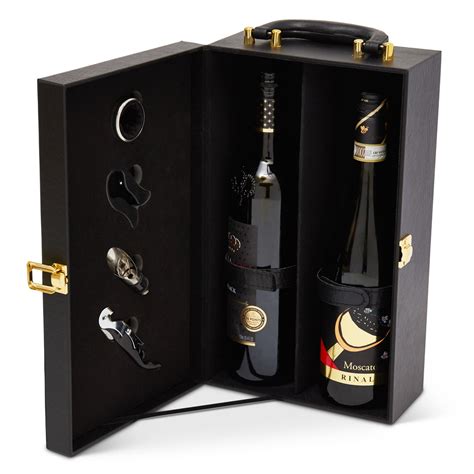 Vadcad Black 2 Bottle Wine Carrier Case With 4 Piece Wine Etsy
