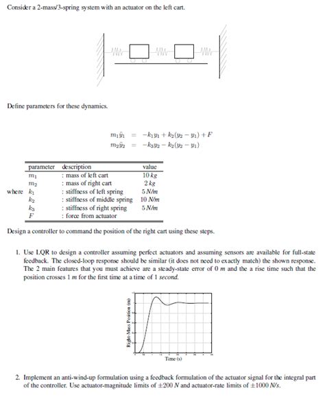 Solved Consider A 2 Mass 3 Spring System With An Actuator On