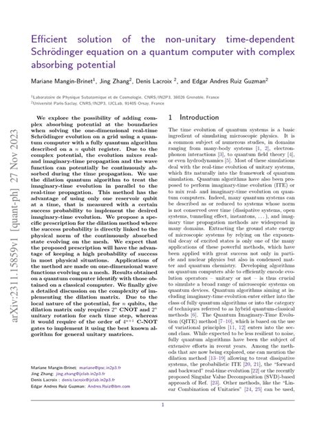 Efficient Solution Of The Non Unitary Time Dependent Schrodinger Equation On A Quantum Computer