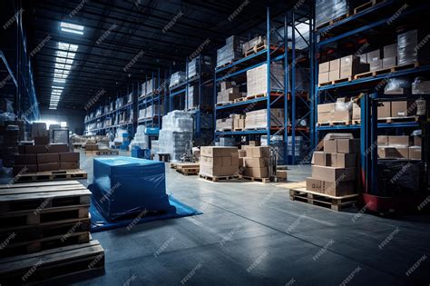 Palletized Goods In Warehouse Ready For Transport Premium Ai