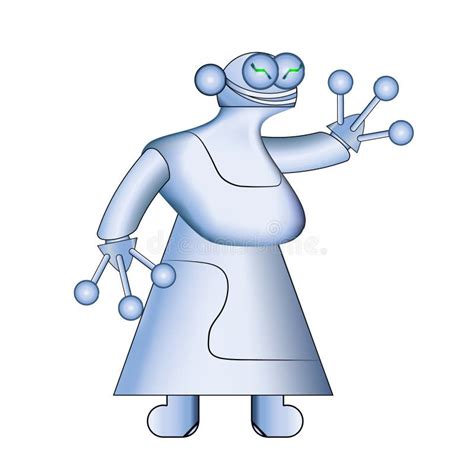 Woman White Robot Modern Realistic Robots Vector Illustration Cybernetic Nano Assistants Stock