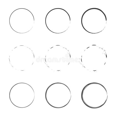 Hand Drawn Circles Sketch Vector Grunge Round Shapes Ideal For