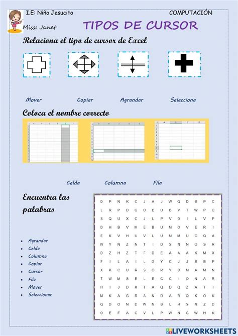 Cursor De Excel 1255639 Janetflores Live Worksheets