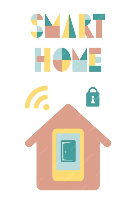 Smart Home Door Lock Control System Concept Digital House With Automation Technology Flat Vector