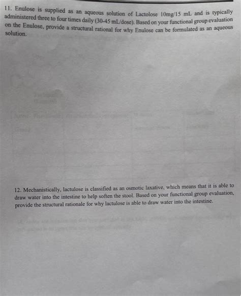 Solved 11 Enulose Is Supplied As An Aqueous Solution Of