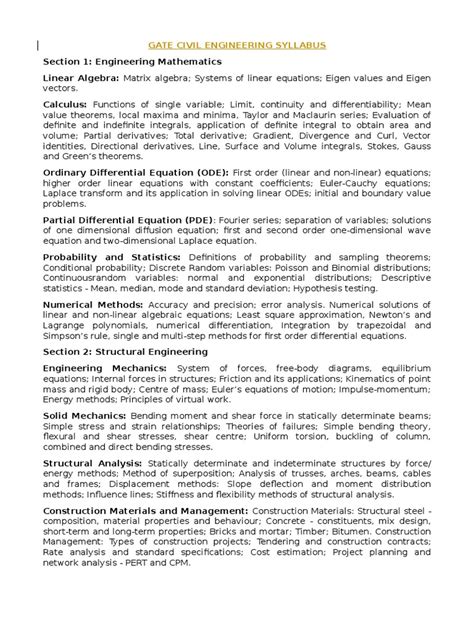 Gate Civil Syllabus Pdf Ordinary Differential Equation Beam