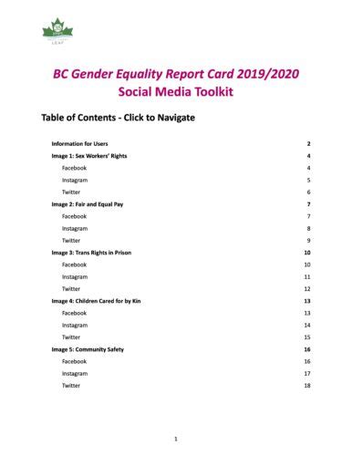 BC Gender Equality Report Card West Coast LEAF