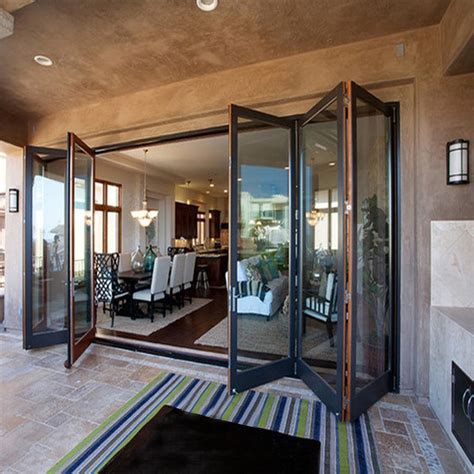 Custom Veranda Exterior Accordion Folding Door Glass Sliding Patio Bi